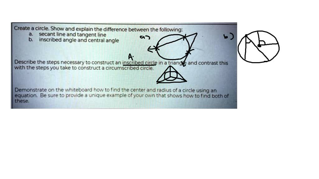 SOLVED: Create a circle: Show and explain the difference between the ...
