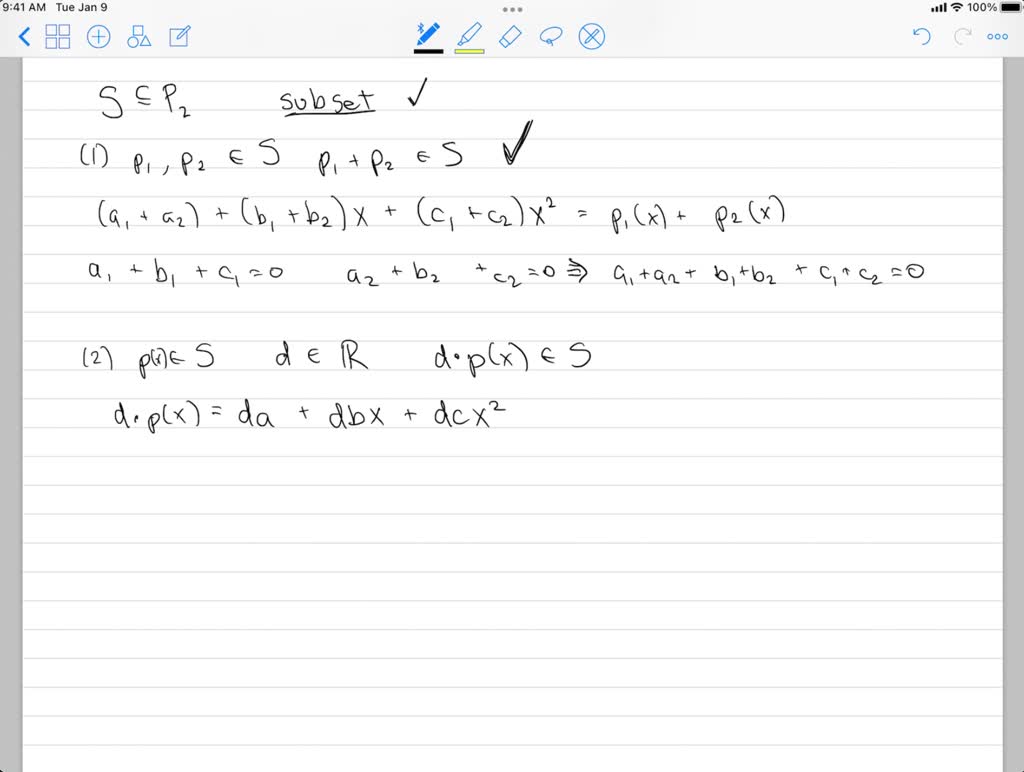 SOLVED: 'Let W = {a + bx + cx2 + dxila +b = 0,c - a = O,and d - 3a = 0 } be a subspace of Pz ...