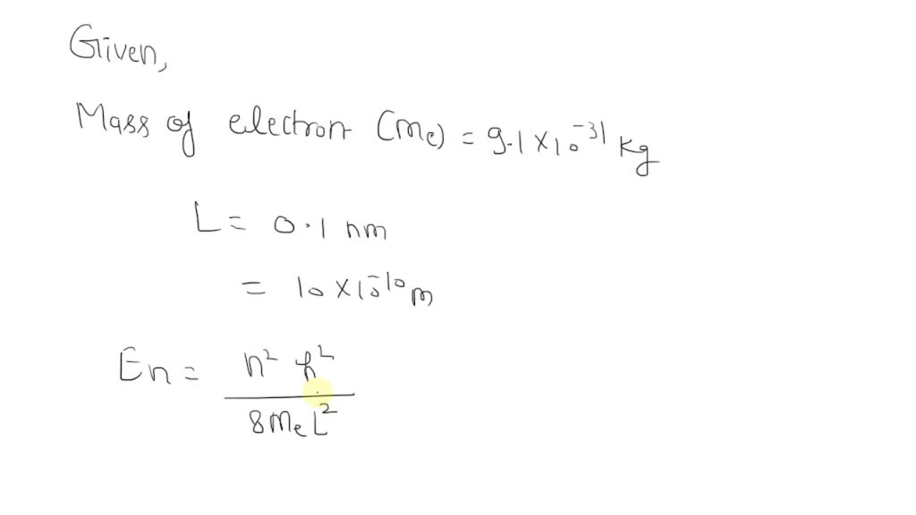 Example 3.4: An electron is in a box 0.10 nm across, which is on the ...