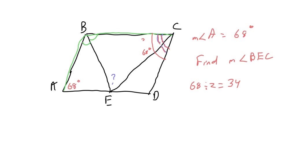 SOLVED: 26. In parallelogram ABCD shown below, the bisectors of ∠LABC and ∠LDCB meet at E, a ...