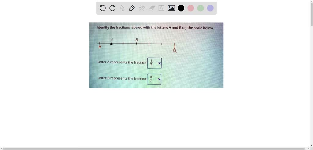 SOLVED: Identify the fractions labeled with the letters A and B on the ...