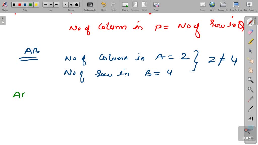 SOLVED: Given that A is a 5x2 matrix and B is a 4x5 matrix: Is AB ...