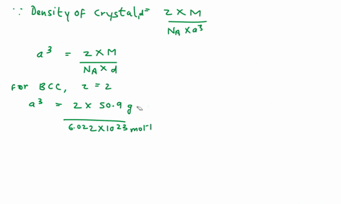 a hypothetical metal has the bcc crystal structure a density of 724 ...