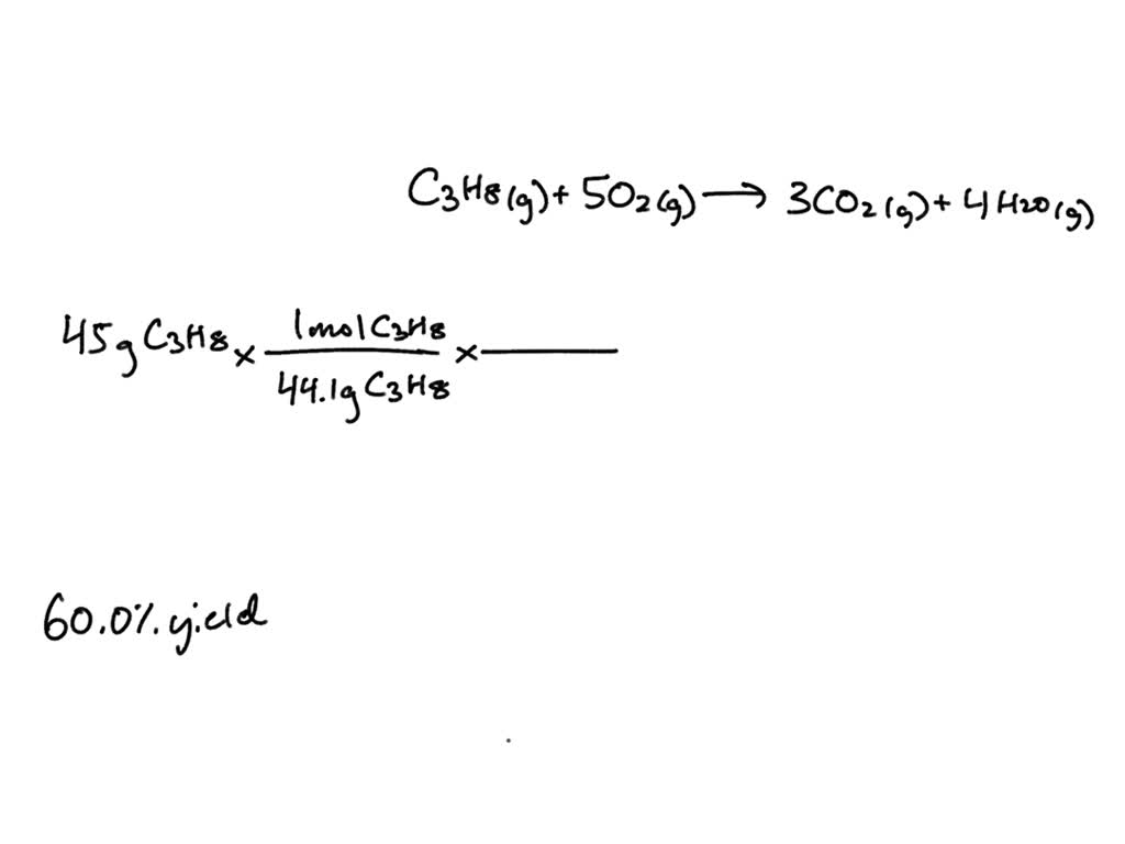 SOLVED: Propane, C3H8 , reacts with oxygen in the combustion reaction ...