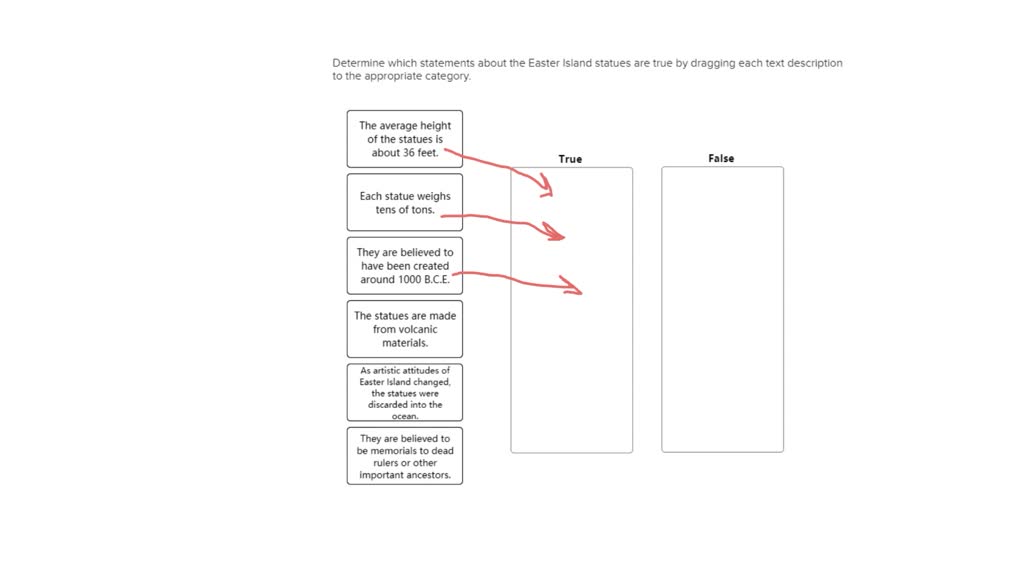 Determine which statements about the Easter Island statues are true by ...