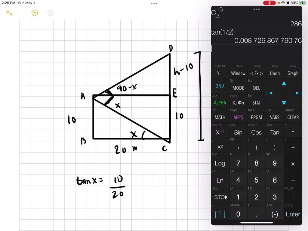 SOLVED: A vertical tower subtends a right angle on the top of 10m high ...