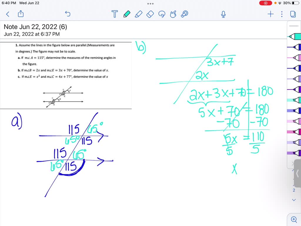 Solved Assume The Lines In The Figure Below Are Parallel Measurements