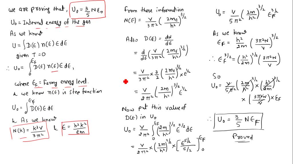 SOLVED: 2. Pressure and Bulk Modulus of a Free Electron Gas a. Derive a ...