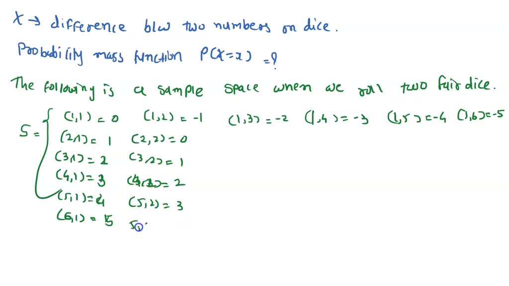 Solved Let Xbe Random Variable Representing Difference Of The Two Numbers On Throwing Two