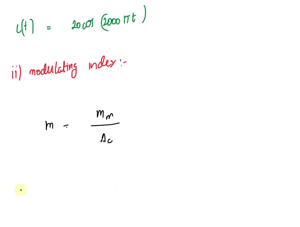 The Output Signal From An Am Modulator Is U T 5cos 1800Ï€t 20cos 2000Ï€t 5cos 2200Ï€t