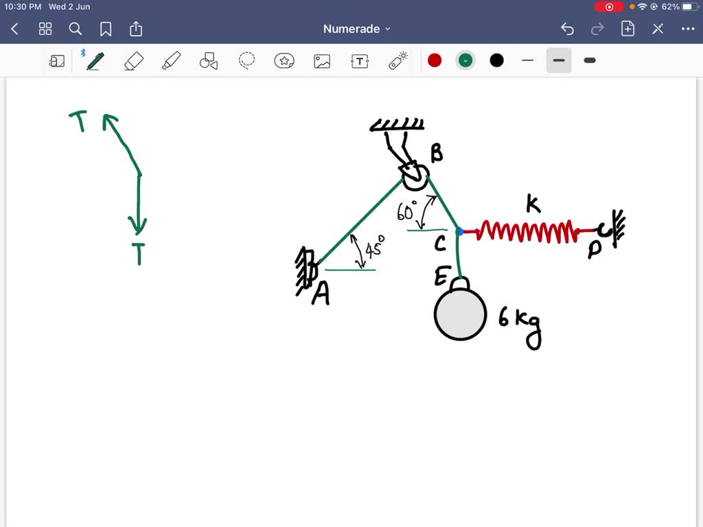 SOLVED: Example: The sphere has a mass of 6kg and is supported. Draw a ...