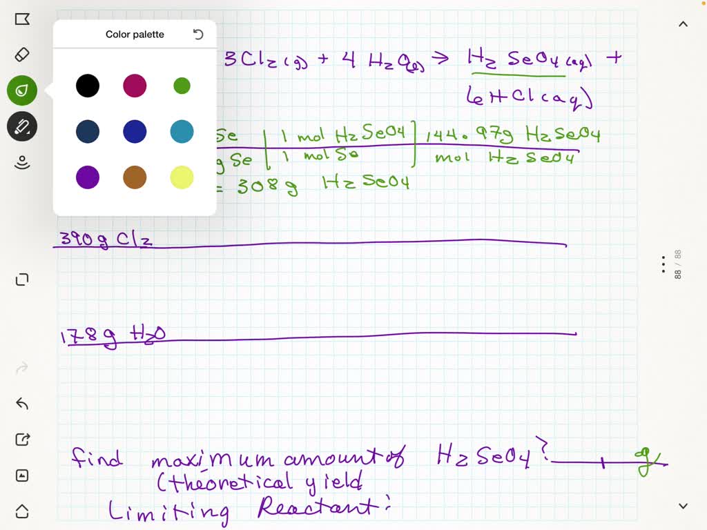 SOLVED: Consider the reaction of selenium with chlorine and water. Se ...