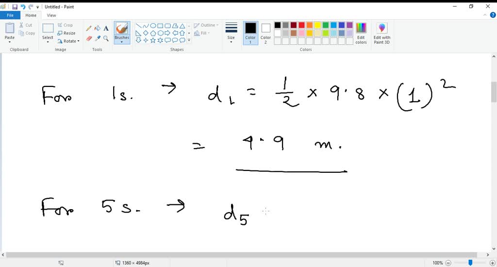 SOLVED: 1. What is the distance fallen for a freely falling object 1 s ...