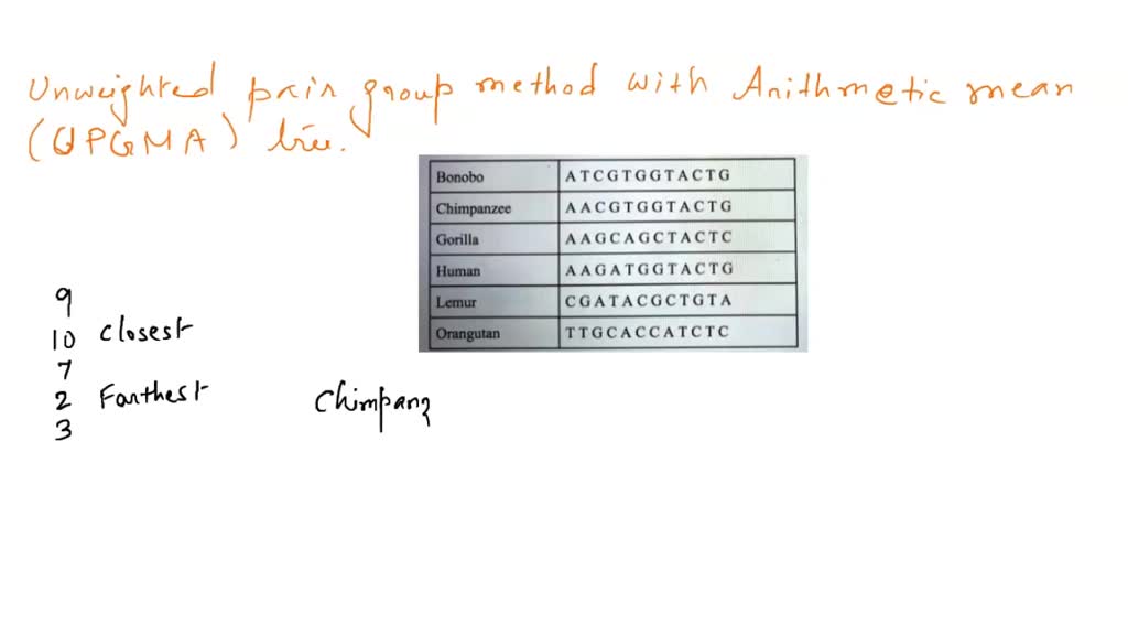 SOLVED: Text: Part Z: Build 4 Tree The Unweighted Pair-Group Method with Arithmetic Mean (UPGMA ...