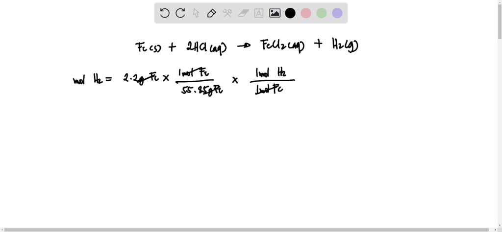 SOLVED: Iron reacts with hydrochloric acid to produce iron(II) chloride ...