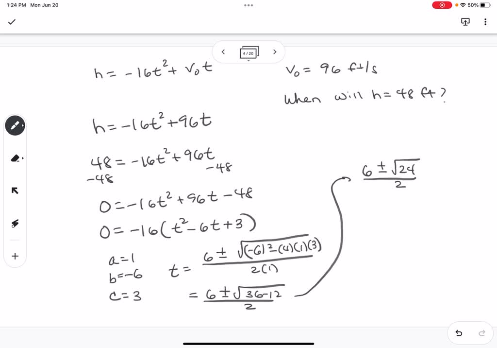 SOLVED: A man throws a ball into the air with a velocity of 96 ft/s ...
