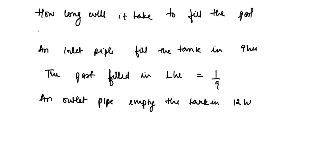 SOLVED: a. An inlet pipe can fill a swimming pool in 9 hours, and an ...