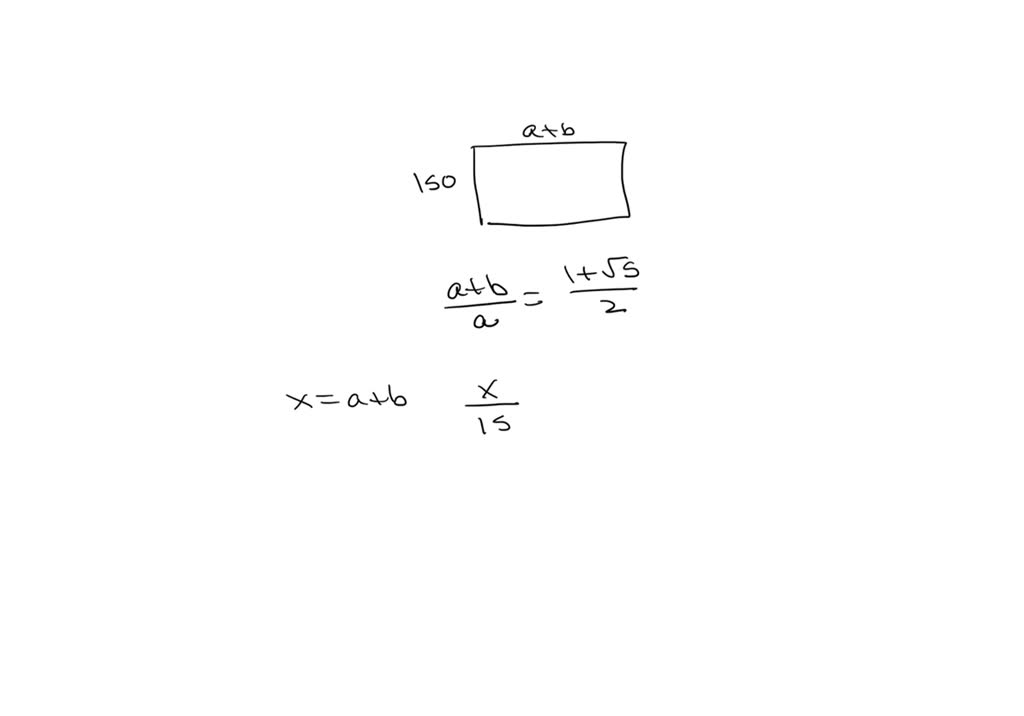 SOLVED: A golden rectangle has a shorter side of length 150 ft. Find ...