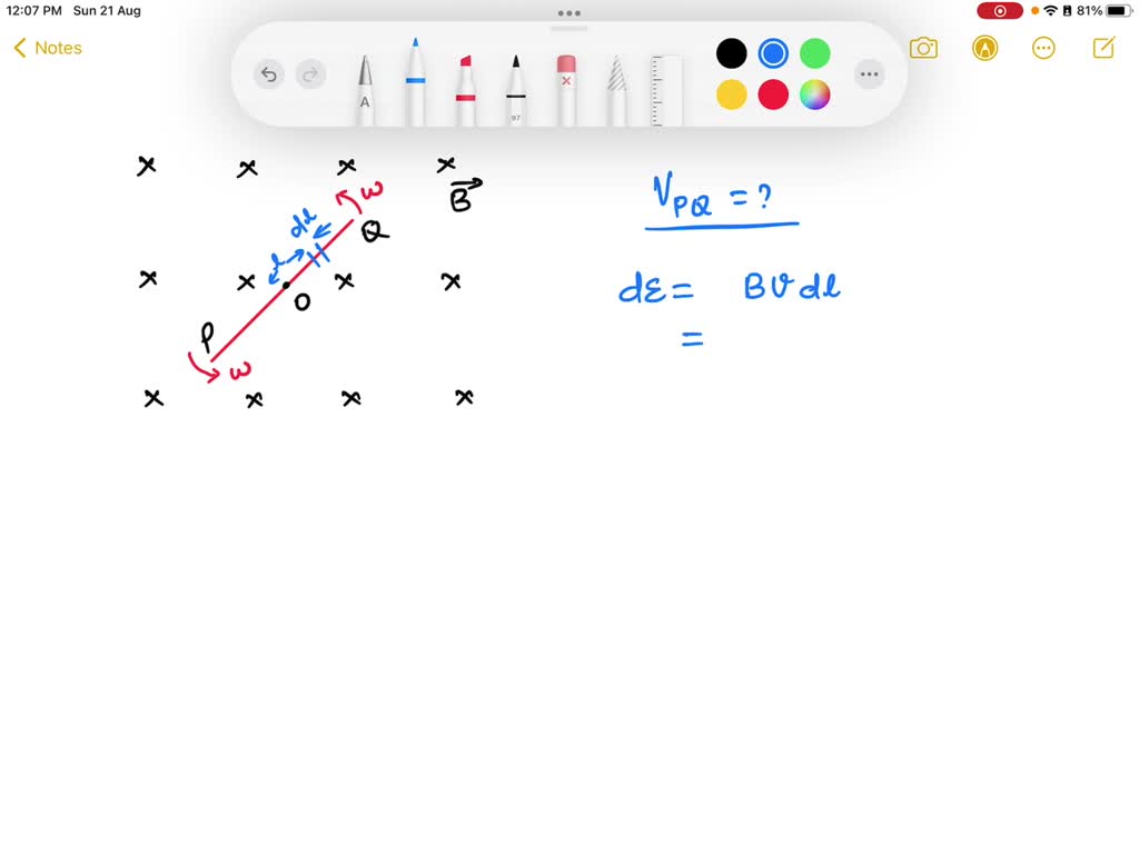 SOLVED: A metallic rod PQ of length l is rotated with an angular velocity Ï‰ about an axis ...