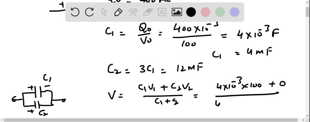 SOLVED: A capacitor with charge Qâ‚€ = 400 milliCoulomb and Uâ‚€ = 100V ...