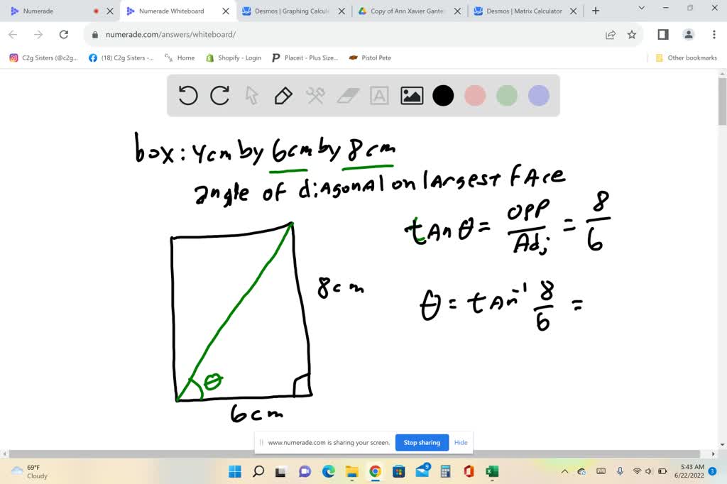 SOLVED: the edges of a box are 4cm 6cm and 8cm find the angle it makes ...