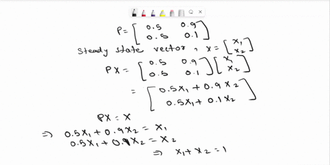Find the steady state probability vector for the matrix an...