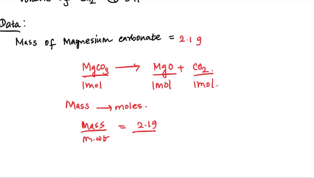 SOLVED: volume of co2 obtained at STP on complete decomposition of 2.1 ...