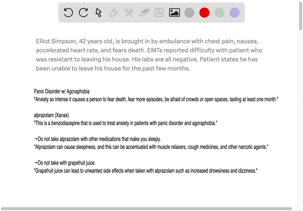 SOLVED: Elliot Simpson, 42 years old, is brought in by ambulance with ...