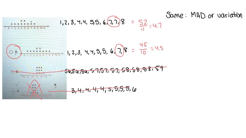 SOLVED: Question 1 of 5 Which data set has a variation, or mean absolute deviation, similar to ...
