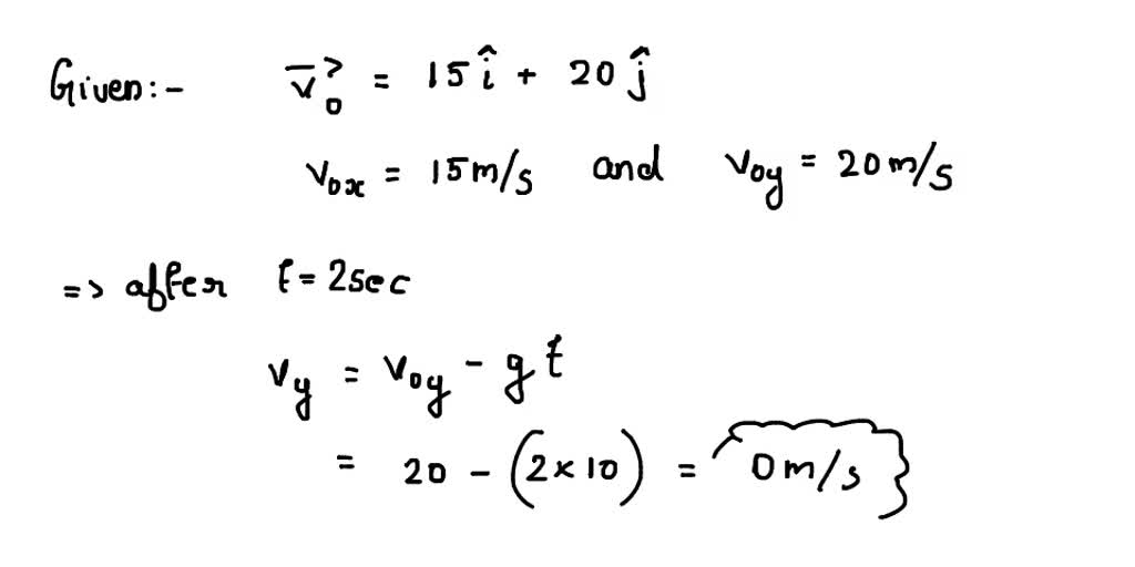 SOLVED: An object is projected with velocity v. = 151 +20). Considering x along horizontal axis ...
