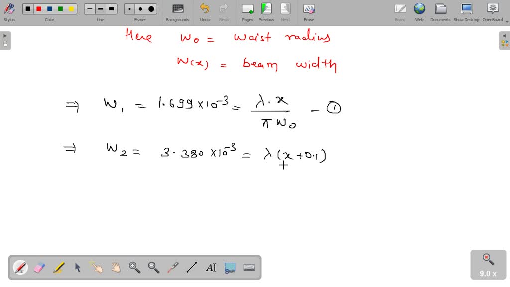 Beam Identification by two widths Gaussian beam of wavelength Ao 10.6 ...