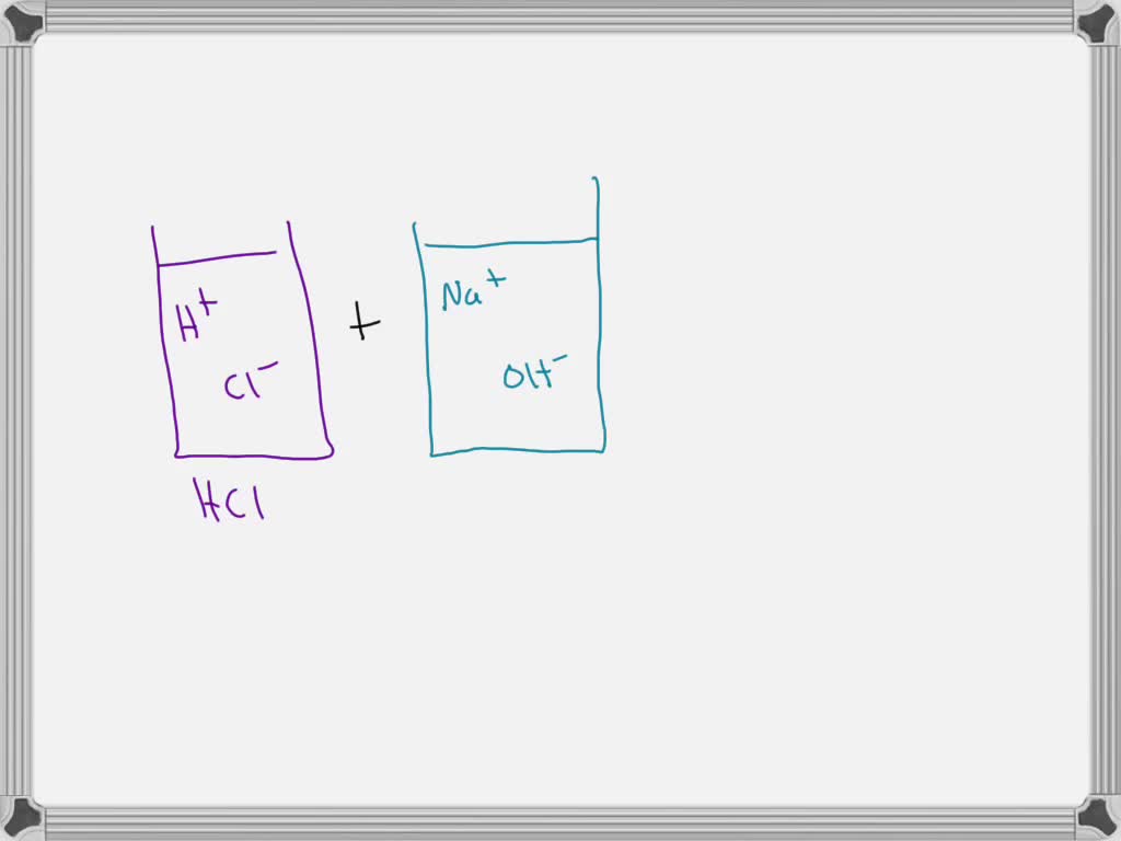 SOLVED: These two beakers represent solutions of HCl and NaOH . Draw a ...