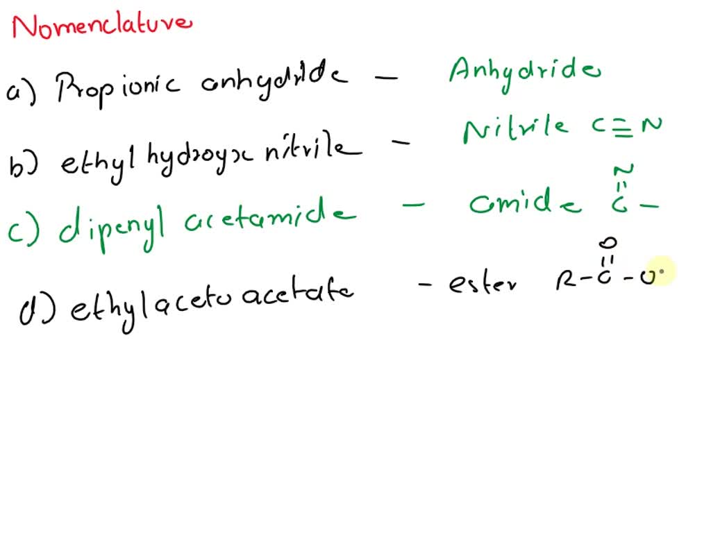 SOLVED: VII Nomenclature Classes: Assign an IUPAC or COMMON name and identify the class of ...