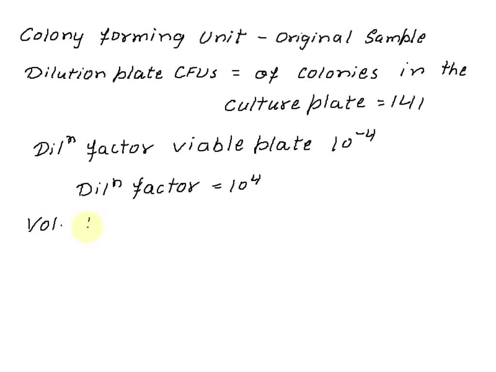 Solved Calculation Dilution Plate Cfus Dilution Factor Of Viable Plate Volume Of Diluent Added
