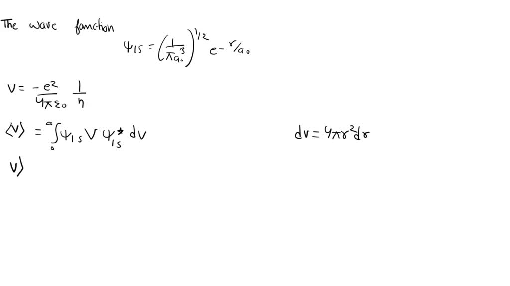 Solved The Wavefunction For The Ground State Of The H Atom Is
