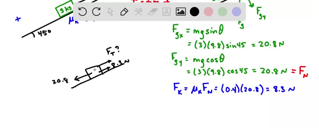 SOLVED: 93. A block of mass 3 kg slides down an inclined plane at an angle of 459 with a ...