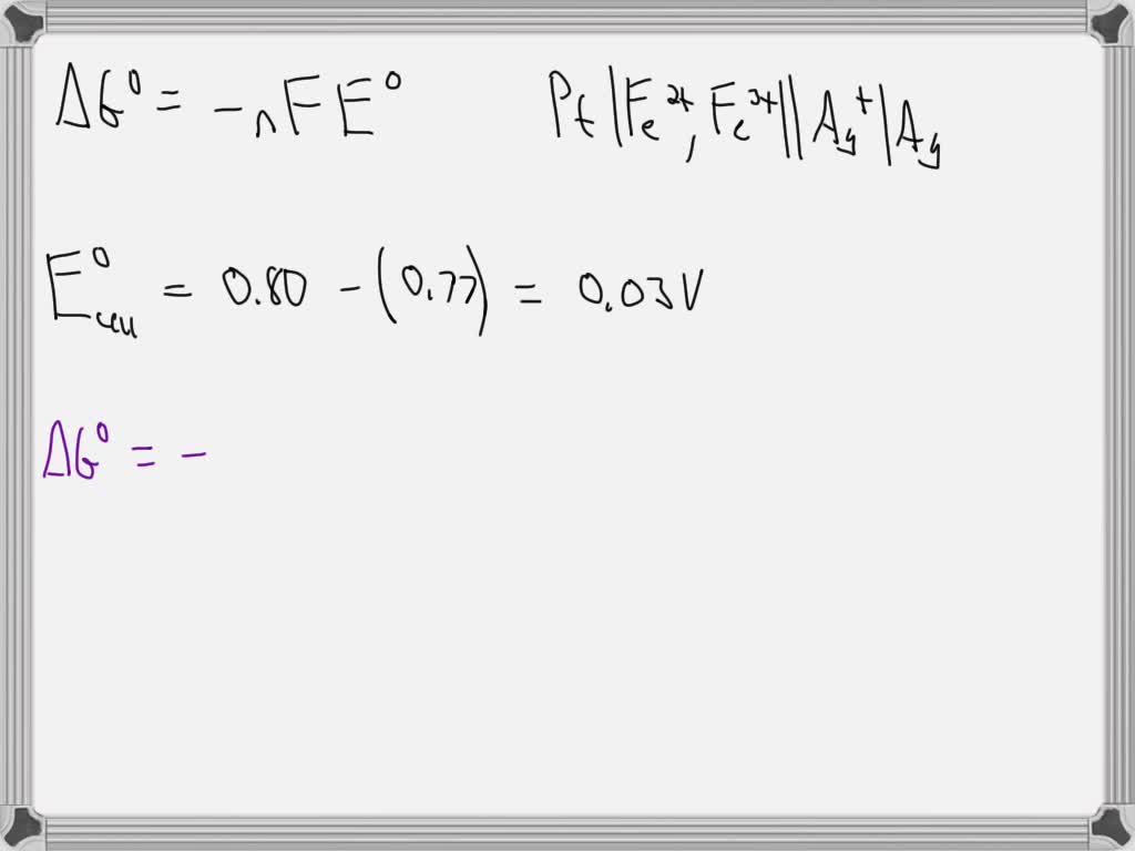 SOLVED: What is the standard free energy (âˆ†GÂ°) of the reaction represented by the cell ...