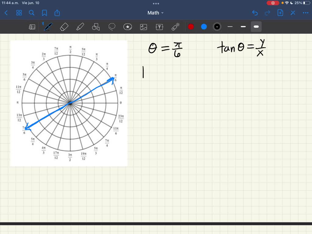 SOLVED: Determine the rectangular equation given its polar form THETA= pi/6