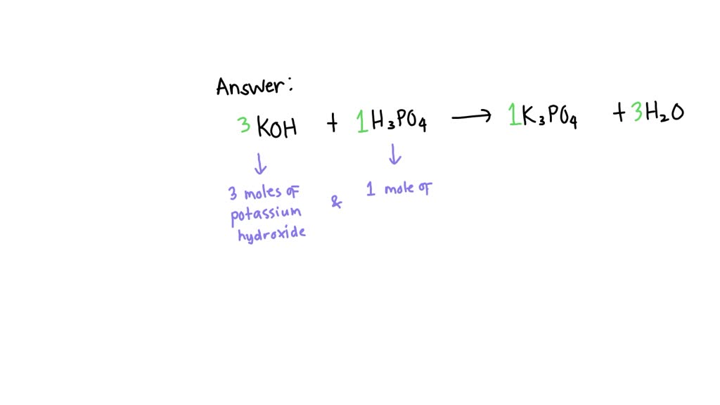 SOLVED: The balanced chemical equation for the reaction between potassium hydroxide and ...