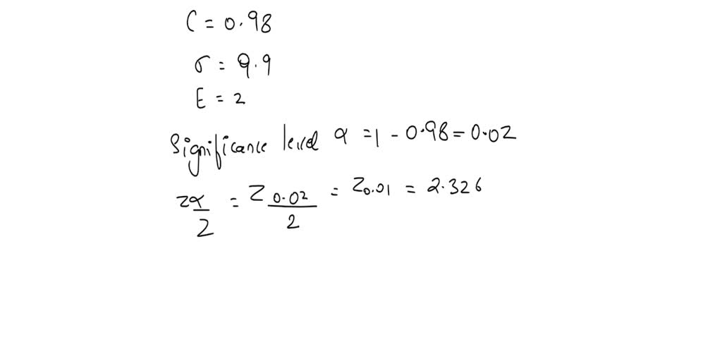 Solved Find The Minimum Sample Size N Needed To Estimate âˆš4 For The Given Values Of C 0 And 