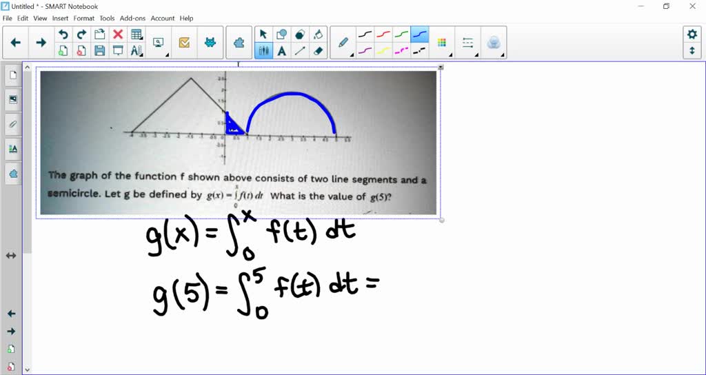 SOLVED: The graph of the function f shown above consists of two line segments and a semicircle ...