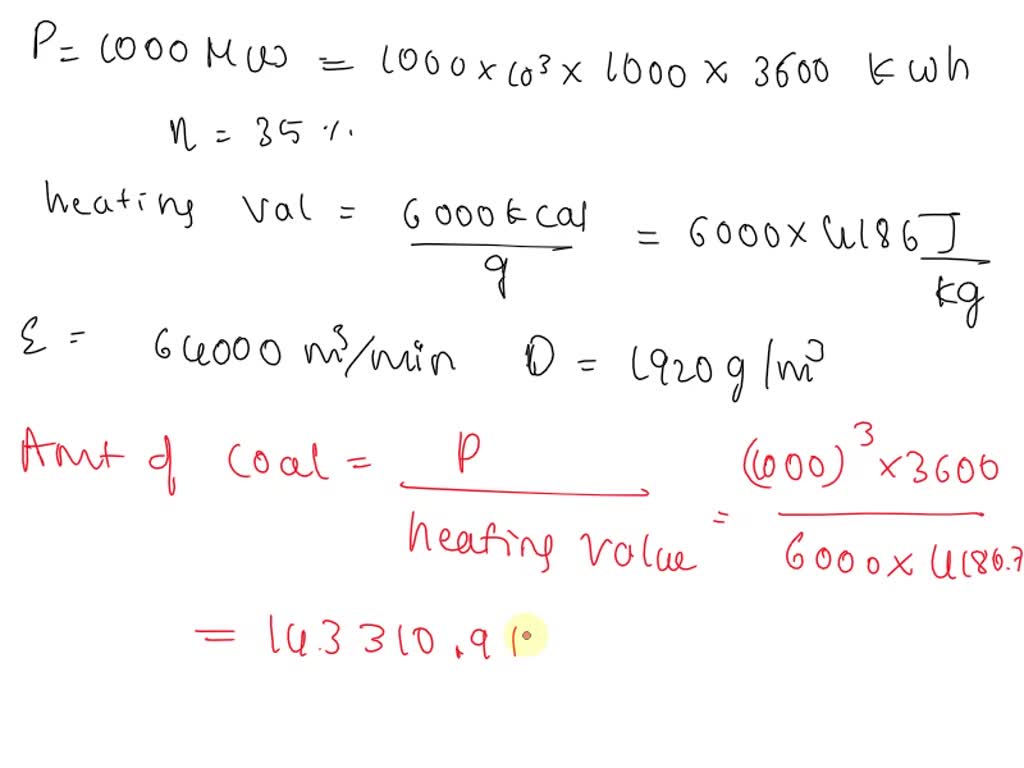 SOLVED: A 1000 MW power plant of 35% thermal efficiency is proposed. The plant burns 3% sulphur ...