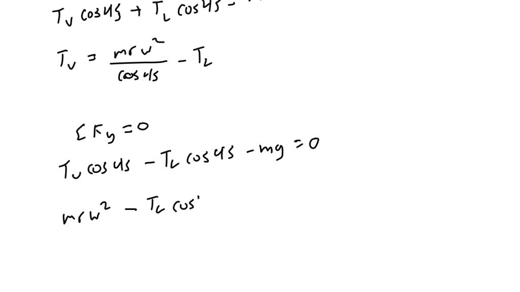 SOLVED: mass m is connected to a vertical revolving axle by two strings of length /, each making ...