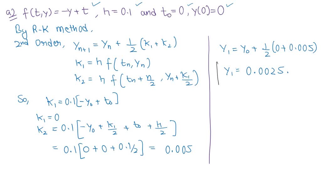 Solved Problem 2 Runge Kutta Methods For Ordinary Differential Equation Odes Consider The