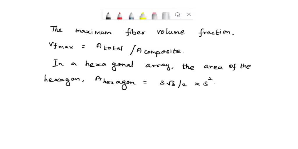 SOLVED: Calculate the maximum fiber volume fraction for the packing ...