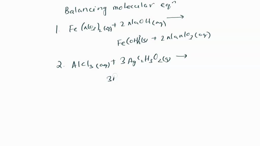 SOLVED: Need help balancing this molecular equation!! Be sure to ...
