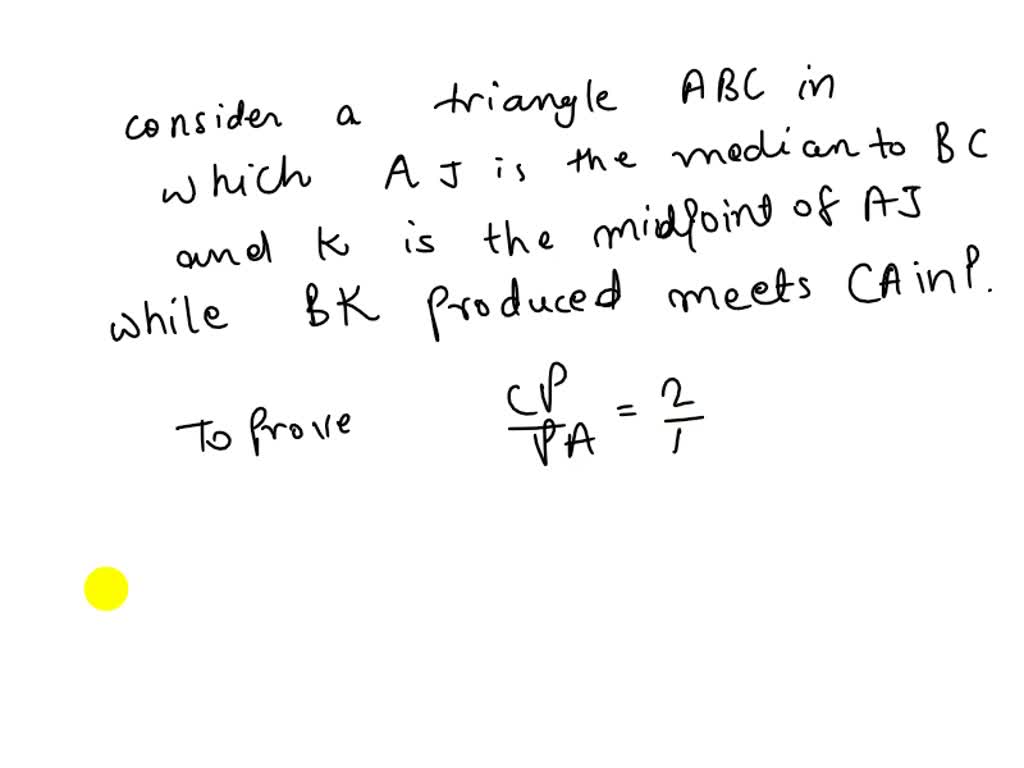 Prove that the line joining the midpoint of a median to a vertex of the ...