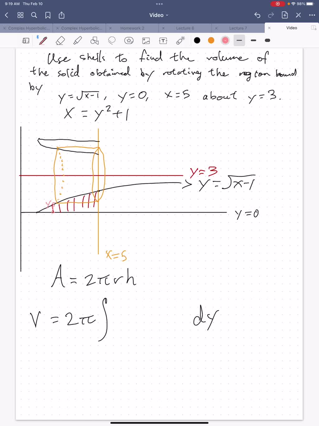 SOLVED: 3) Use the method of cylindrical shells t0 find the volume ...