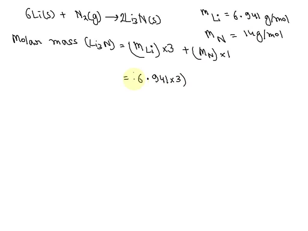 SOLVED: When heated, lithium reacts with nitrogen to form lithium ...