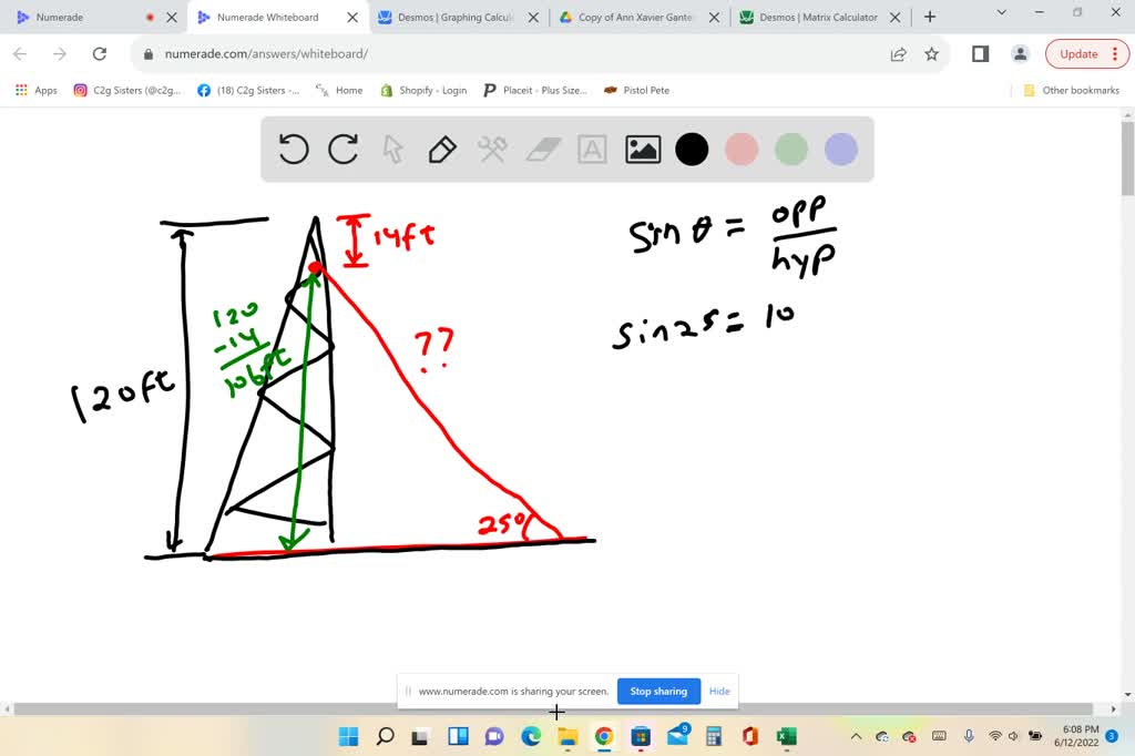 SOLVED: radio transmission tower 110 feet tall: How long should guy ...